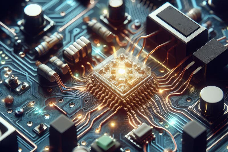 Close Up Computer Chip with Bright Light Shining on it Stock Image ...