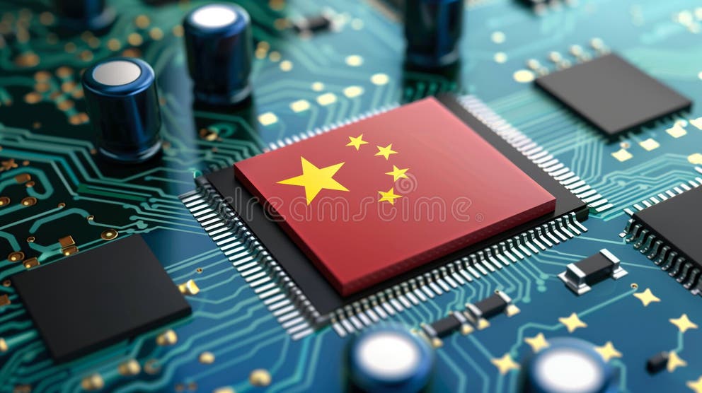 Close-up of a Computer Chip with China S Flag Integrated into the ...