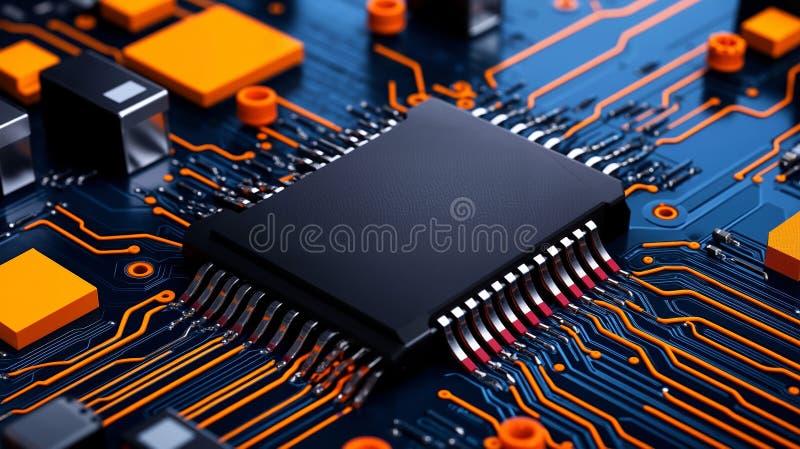 A Close Up of a Computer Chip on a Circuit Board Stock Image - Image of ...