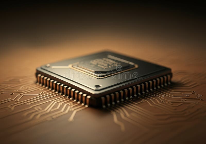 Close-up of a Computer Chip on a Circuit Board, Showcasing Technology ...