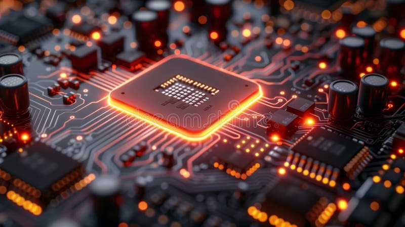 Close-Up of a Computer Chip Stock Image - Image of digital, circuit ...