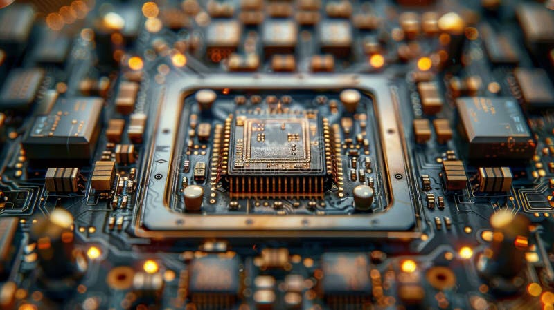 Close Up of a Computer Chip Stock Photo - Image of complexity, close ...