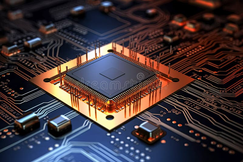 A Close Up of a Computer Chip with a Gold Colored Border Stock Photo ...