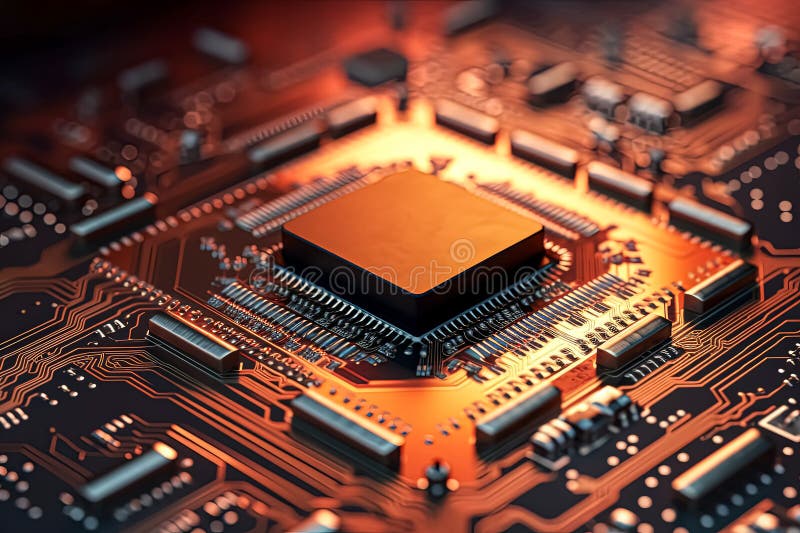 A Close Up of a Computer Chip with a Gold Colored Border. Stock Photo ...