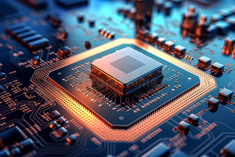A Close Up of a Computer Chip with a Gold Colored Border. Stock Image ...