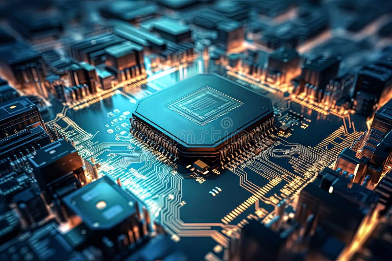 A Close Up of a Computer Chip with a Gold Colored Border. Stock Photo ...