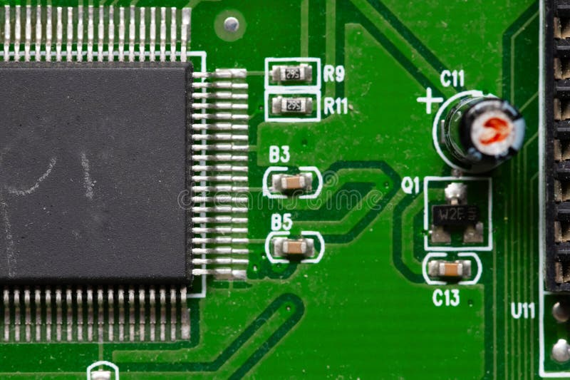 Close-up of Computer Chip on Green Pc Motherboard Microchip Stock Image ...