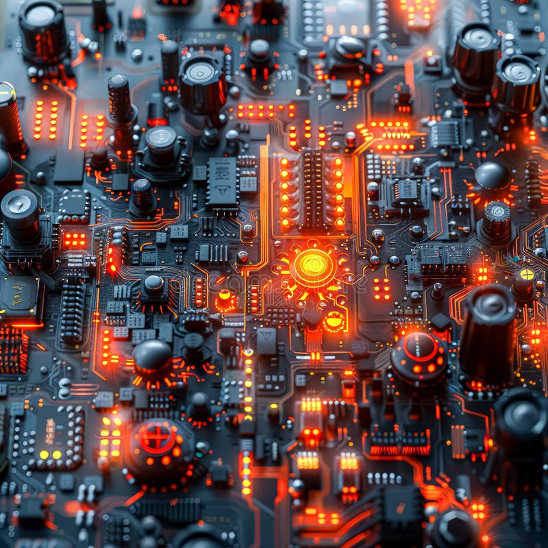 A Close Up of a Computer Chip with a Light on it. Stock Image - Image ...