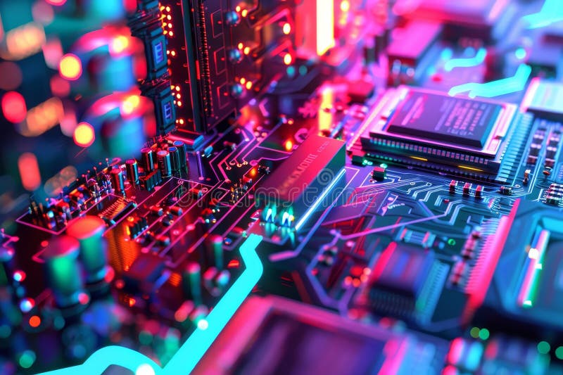 A Close Up of a Computer Chip with a Lot of Small Lights on it with ...