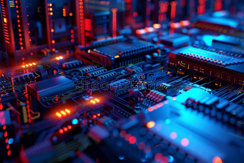 A Close Up of a Computer Chip with a Lot of Small Lights on it with ...