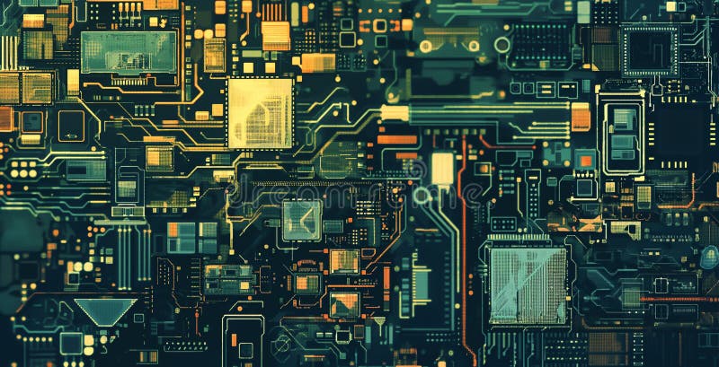 A Close Up of a Computer Chip with Many Small Squares of Different ...