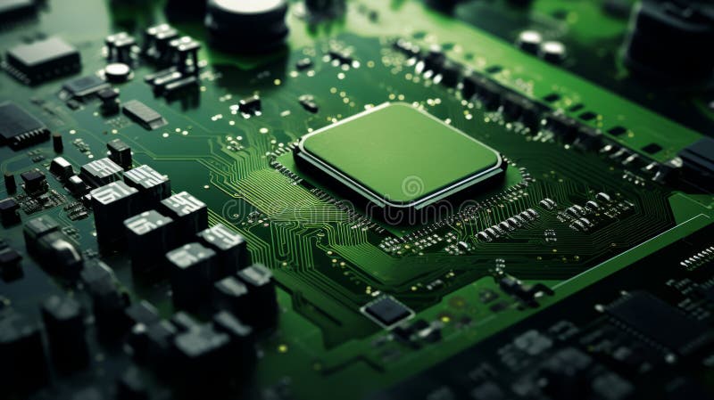 A Close Up of a Computer Chip on a Motherboard Stock Illustration ...