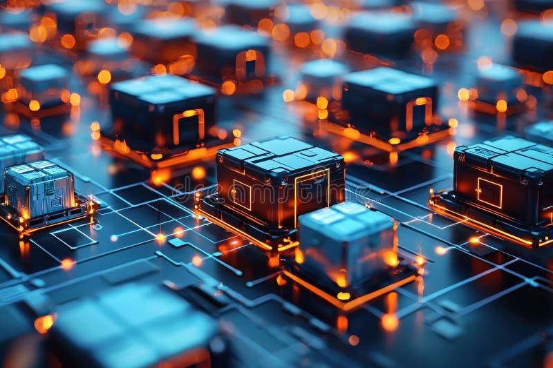 Computer Chip Shown Blue Orange Color Scheme Stock Photos - Free ...