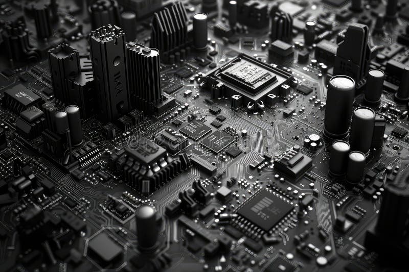 Close-up of a Computer Circuit Board Stock Illustration - Illustration ...