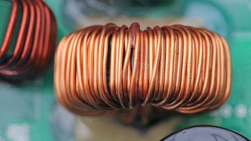 Close Up of a Circuit Board Copper Coil Stock Image - Image of ...