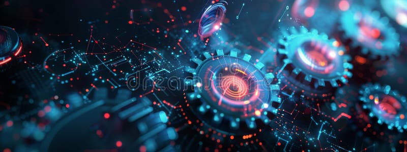 Close Up of a Computer Circuit Board with Gears Stock Image - Image of ...