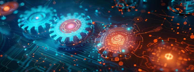 Close Up of a Computer Circuit Board with Gears Stock Image - Image of ...