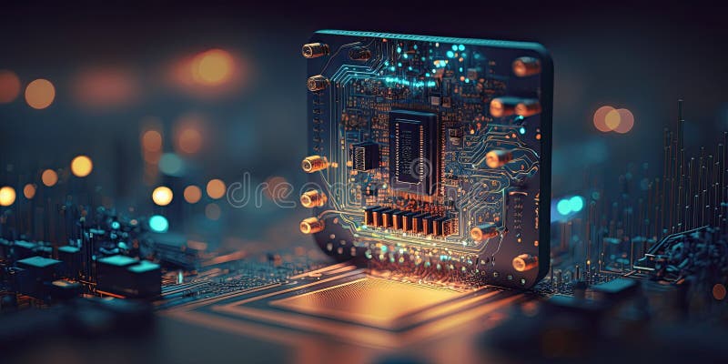 Close Up of Computer Circuit Board. Motherboard Computer Chip with Data ...
