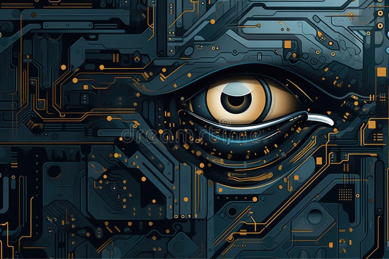 Close Up of a Computer Circuit with an Eye. Suitable for Technology and ...