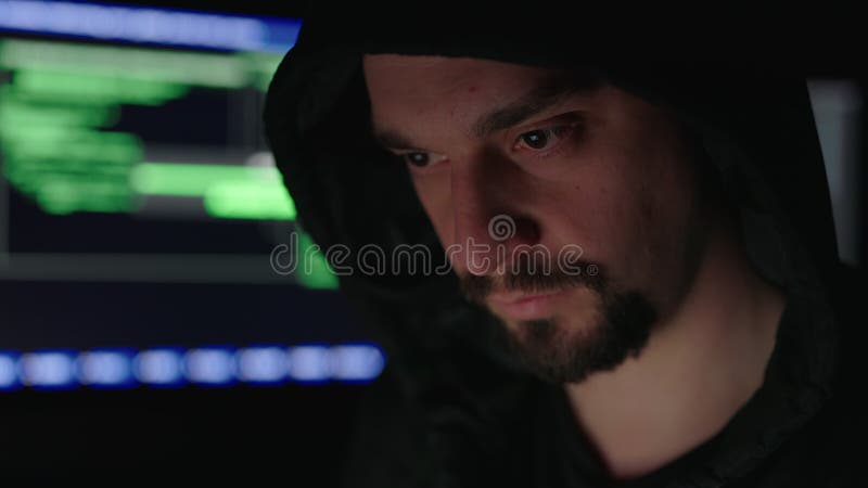 Close Up of Computer Genius Performing Hacker Attack Stock Footage ...