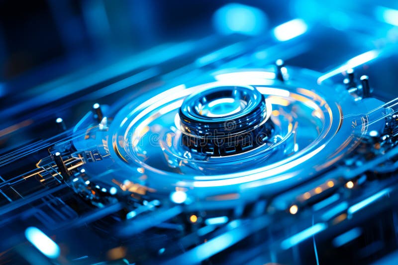 Close Up of Computer Hard Drive with Blue Lighting. Generative AI Stock ...