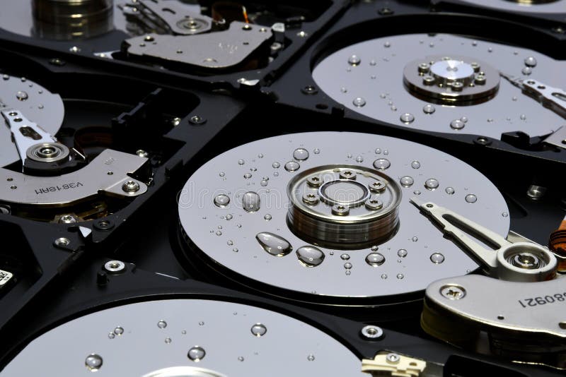 Close Up of Computer Hard Drives with Water Drops Over Stock Photo ... Close Up of Computer Hard Drives with Water Drops Over Stock Photo ...
