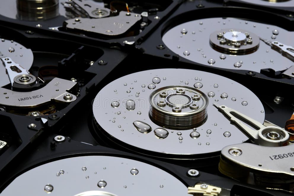Close Up of Computer Hard Drives with Water Drops Over Stock Photo ...