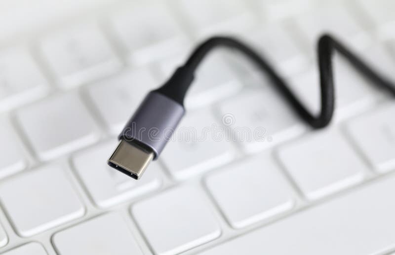 Close Up, on Computer Keyboard Cord with Adapter Stock Photo - Image of ...