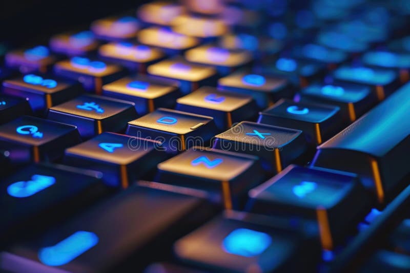 Close Up of a Computer Keyboard with Glowing Keys, Perfect for ...