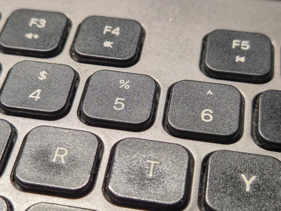 Close-up of a Computer Keyboard Highlighting Keys $4, 5, and ^6 ...