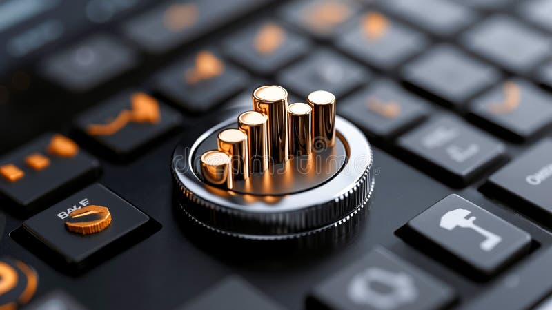 A Close Up of a Computer Keyboard with a Knob on it Stock Image - Image ...