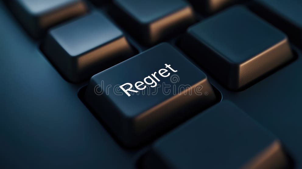 A Close Up of a Computer Keyboard with the Word Regret on it, AI Stock ...