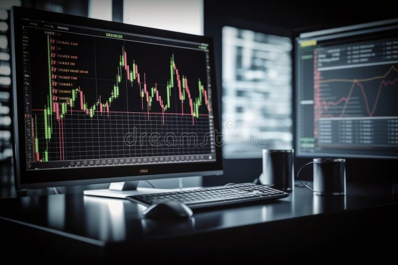 The Forex Data Chart is in the Computer with a Blur Background ...