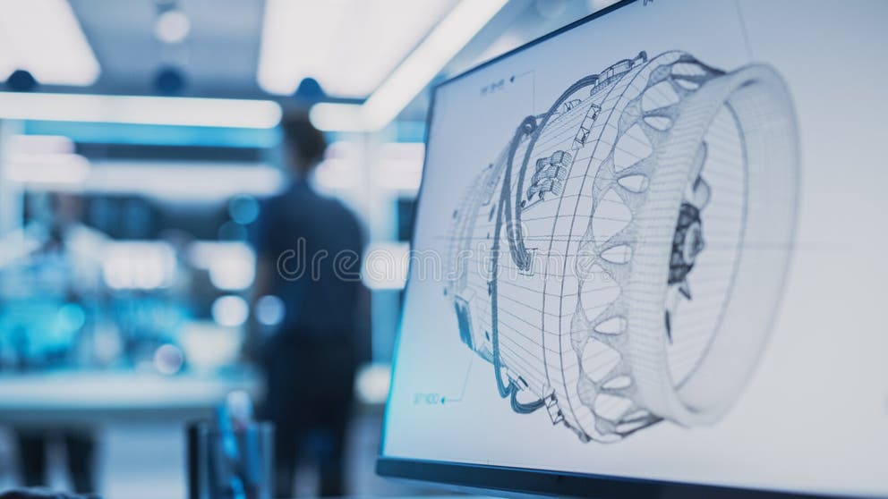Close Up of a Computer Monitor Display with 3D CAD Software with ...