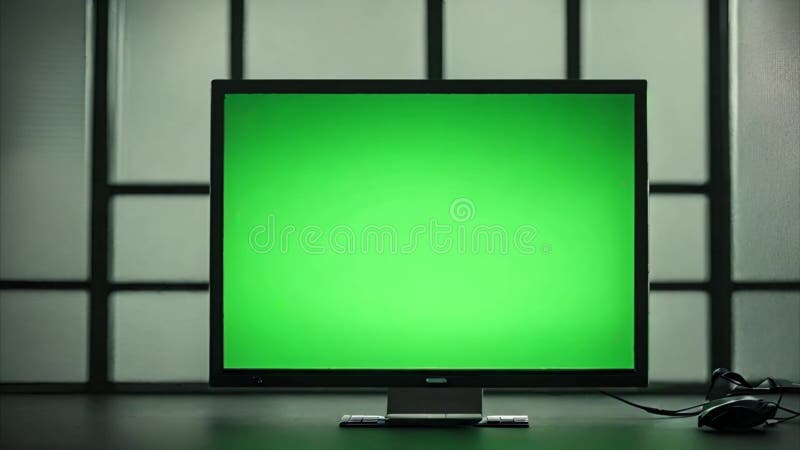 Green Screen Computer Monitor Stock Video - Video of workspace, tech ...