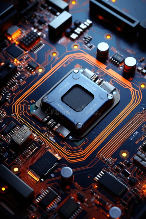 A Close Up of a Computer Mother Board. AI. Stock Photo - Image of blue ...