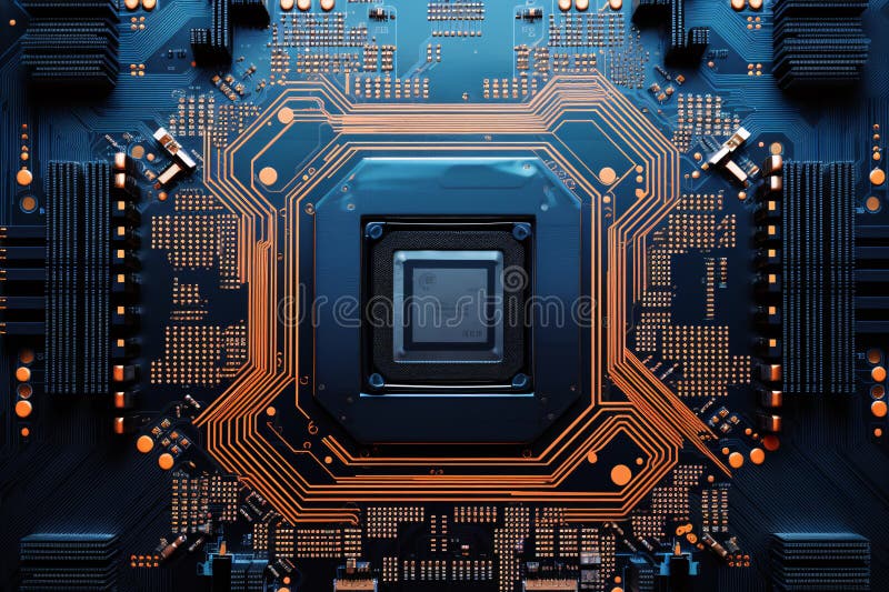 A Close Up of a Computer Motherboard with a Central Processing Unit CPU ...