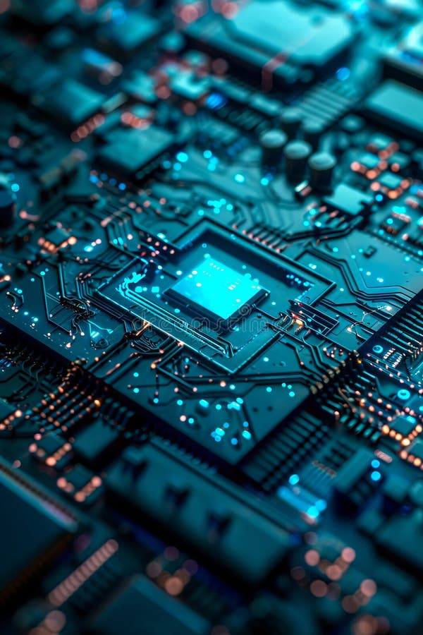 A Close Up of a Computer Motherboard with a Chip on it Stock Photo ...