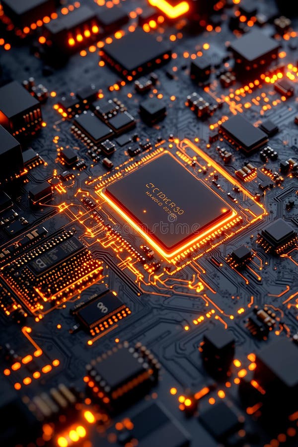 A Close Up of a Computer Motherboard with a Chip on it Stock ...