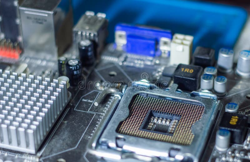 Close Up of a Computer Motherboard, Close Up of Computer Circuit Board ...