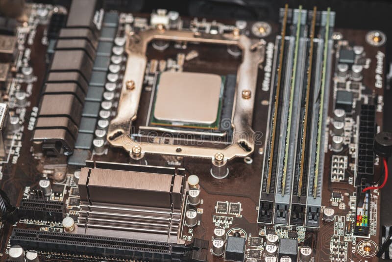 Close-up of Computer Motherboard Components, Modern Technology Stock ...