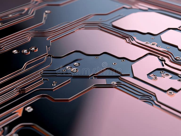 A Close Up of a Computer Motherboard with Copper and Black Components ...