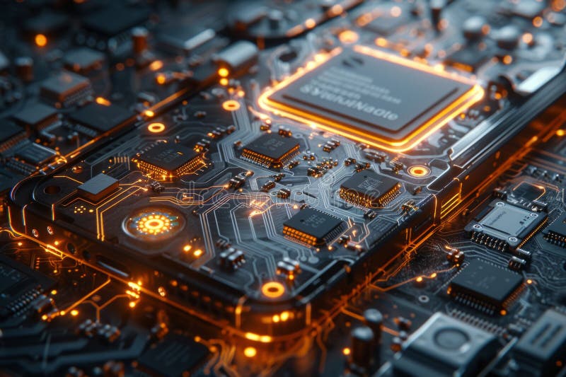 A Close Up of a Computer Motherboard with a Cpu on it Stock Photo ...
