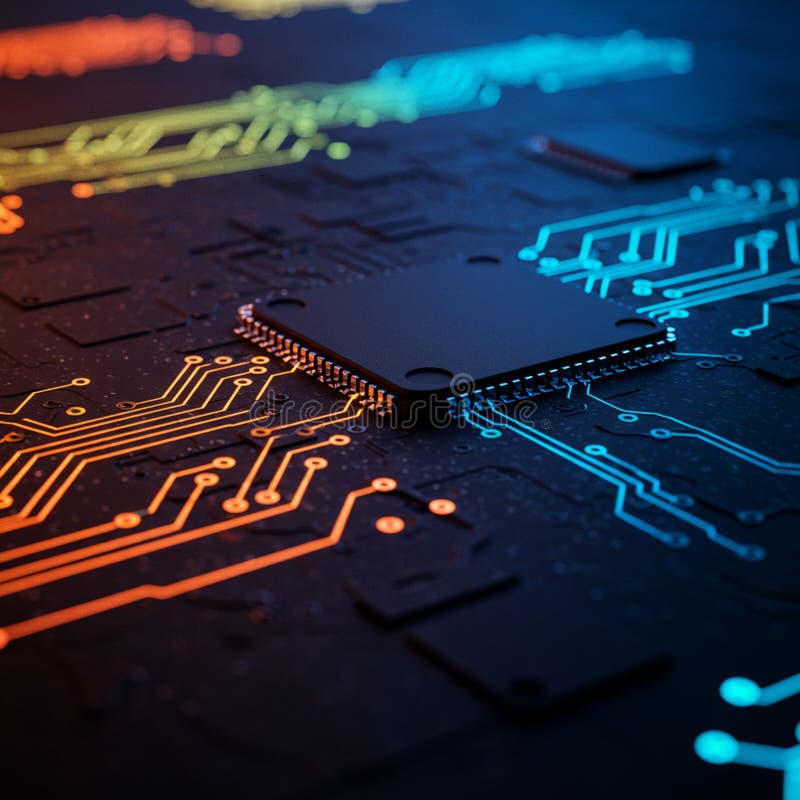 A Close-up of a Computer Motherboard Featuring a Central Microchip ...