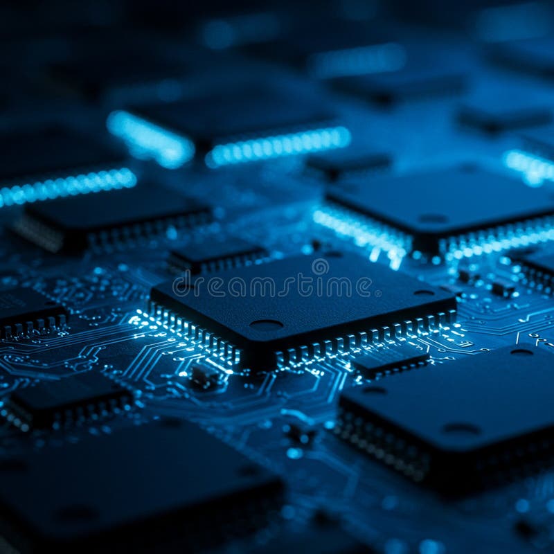 Close-up of a Computer Motherboard Featuring Multiple Microchips and ...