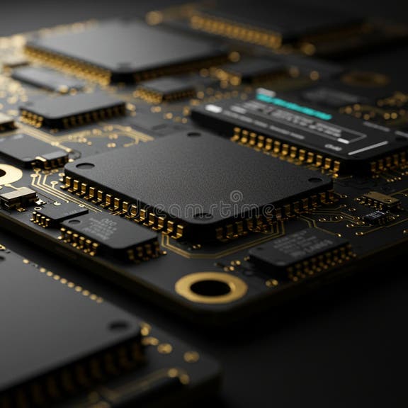 Close-up of a Computer Motherboard Featuring Several Black Integrated ...