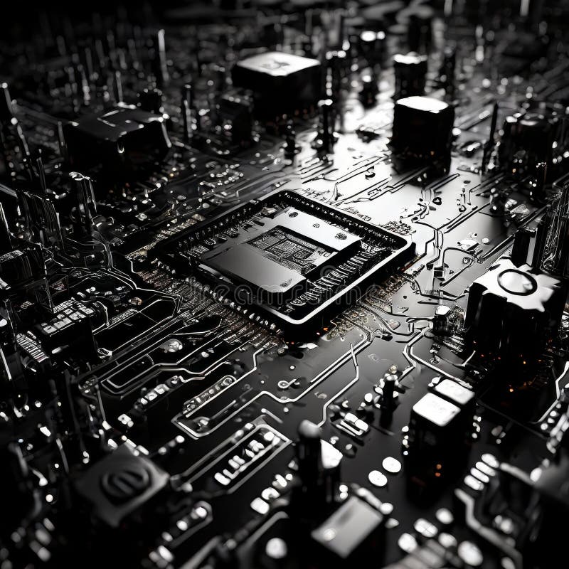 Close-up of a Computer Motherboard with Microchip Details Stock Photo ...