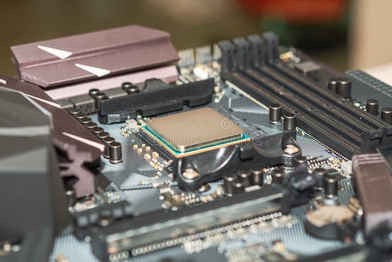 Close-up of Computer Motherboard and Processor Components , Modern ...