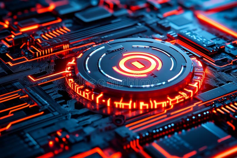 A Close Up of a Computer Motherboard with a Red and Black Logo on it ...