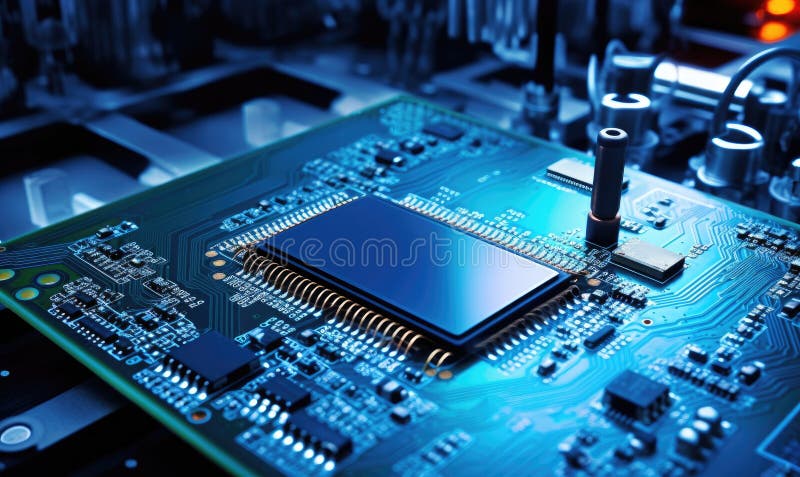 Close-Up of Computer Motherboard Revealing Intricate Circuitry and ... Close-Up of Computer Motherboard Revealing Intricate Circuitry and ...